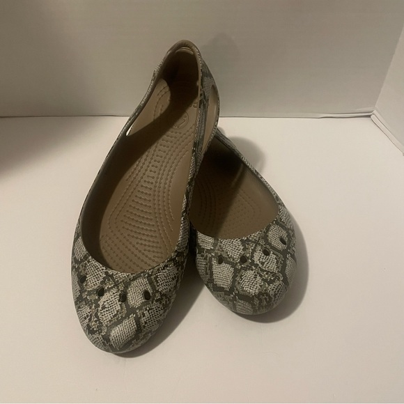 CROCS | Shoes | Crocs Kadee Flats Comfort Slip On Shoes Gray Snake ...